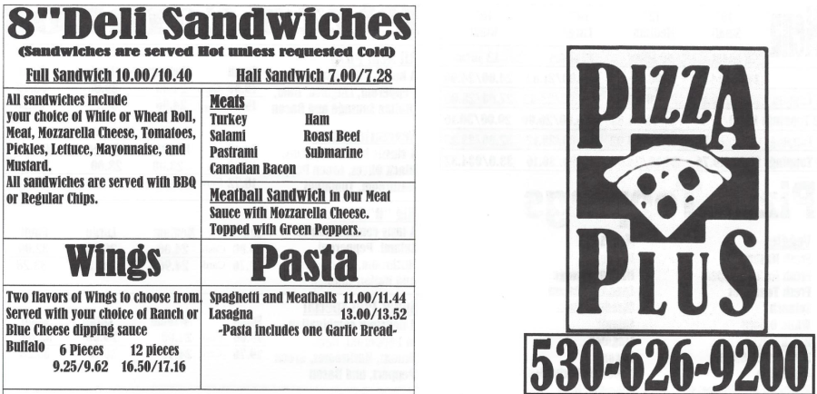 Pizza Plus in Placerville, CA 95667 - Menu